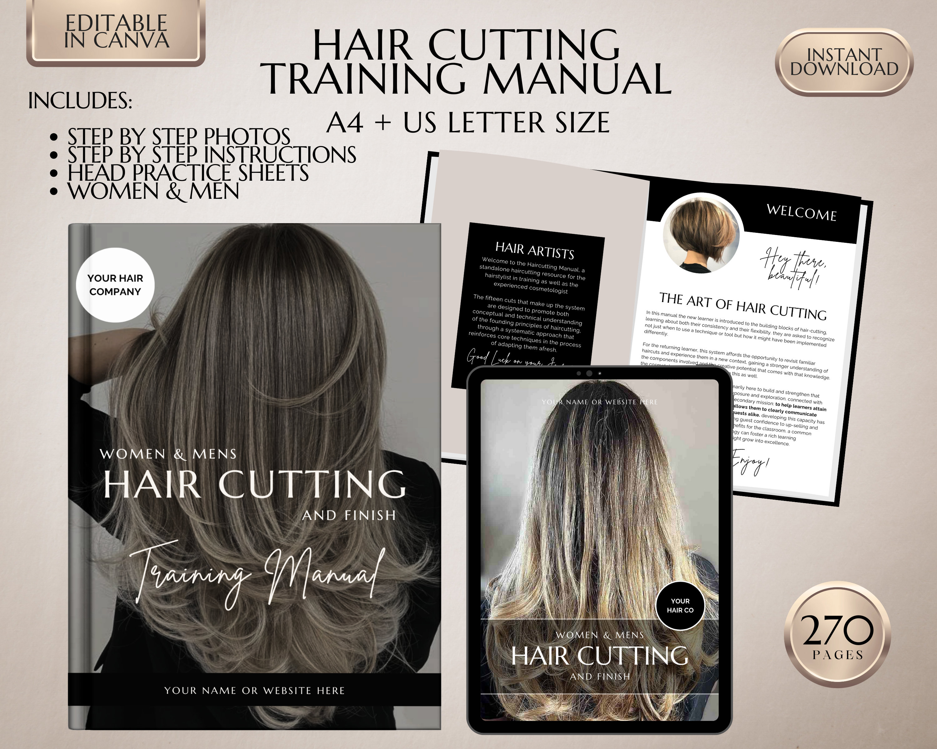 Hair Cutting Training Manual, Student Training Guide, Step by Step ...