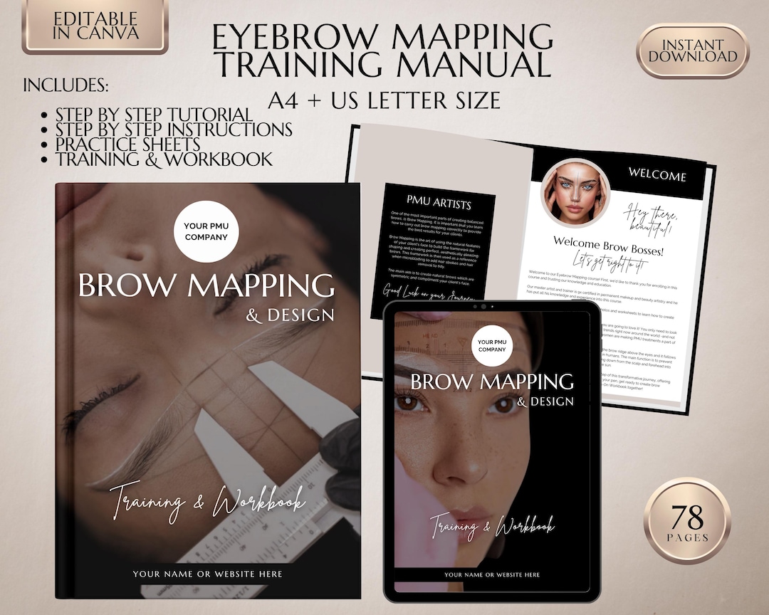 Brow Mapping Training Manual & Workbook, PMU Student Course (ebook PDF ...