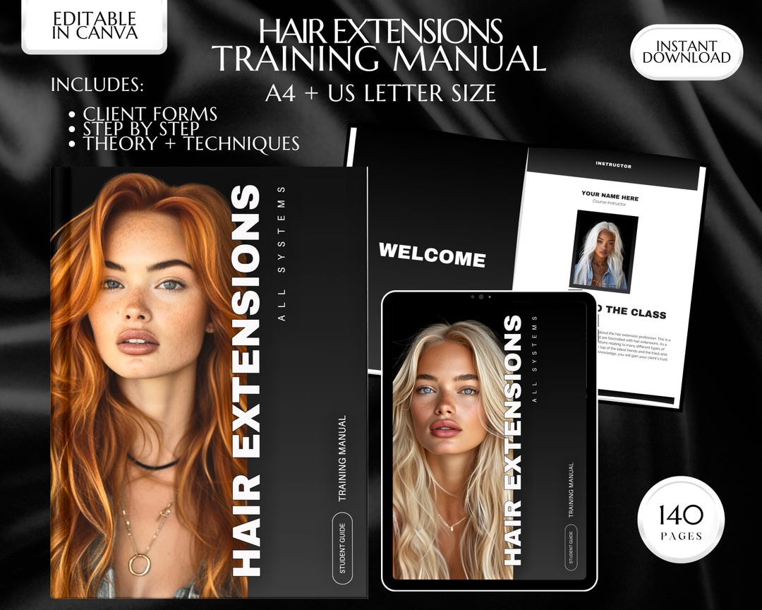 Hair Extensions Training Manual, Cosmetology Student, Canva (PDF) - Etsy