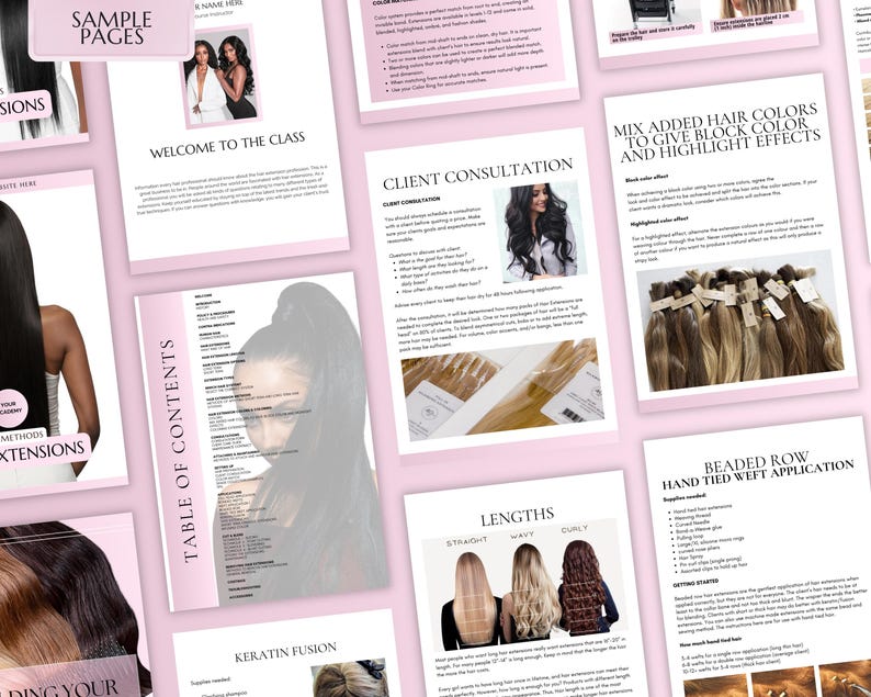 Hair Extensions Training Manual, Cosmetology Student Guide (PDF) - Etsy