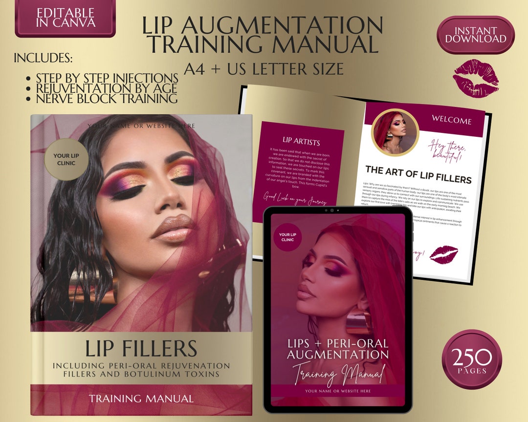 Lip Filler Manual, Peri Oral Filler & Botox Training Manual, Lip ...