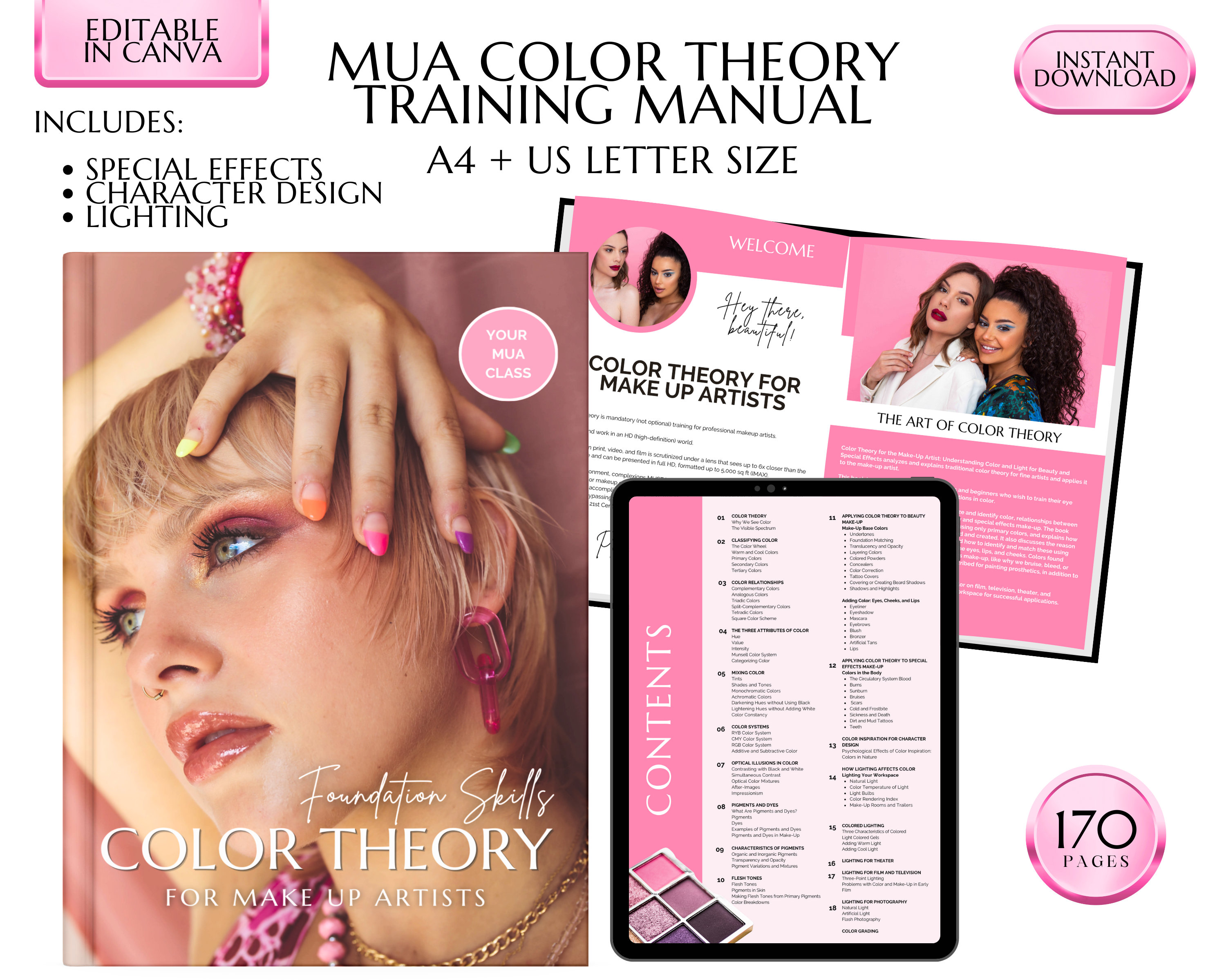 MUA Color Theory Training Manual, Makeup Artist Guide (editable Canva ...