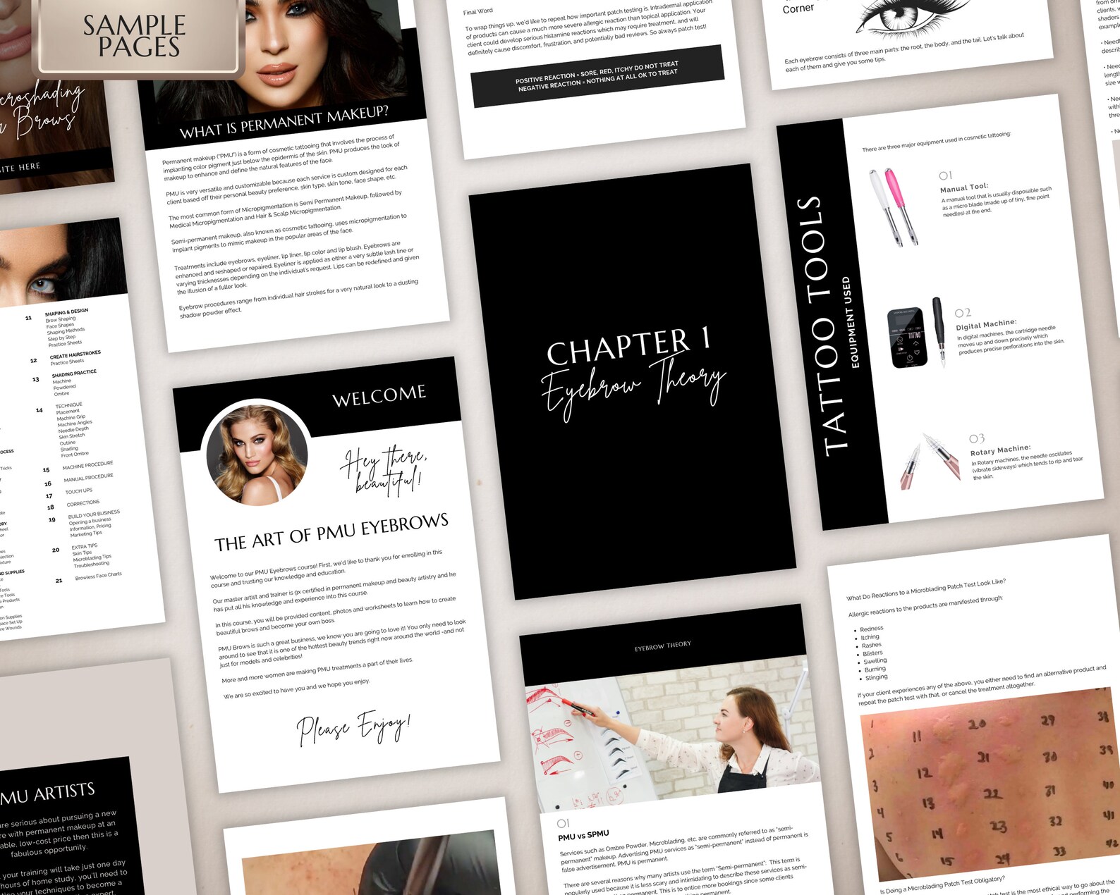 PMU Brows Training Manual, Ombre, Powder Brows, Microblading, Microshading, Color Corrections ...