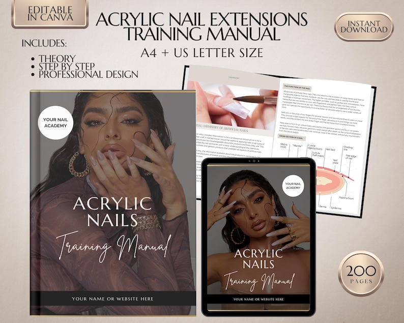 Acrylic Nail Extensions Training Manual, Canva Editable (PDF) - Etsy