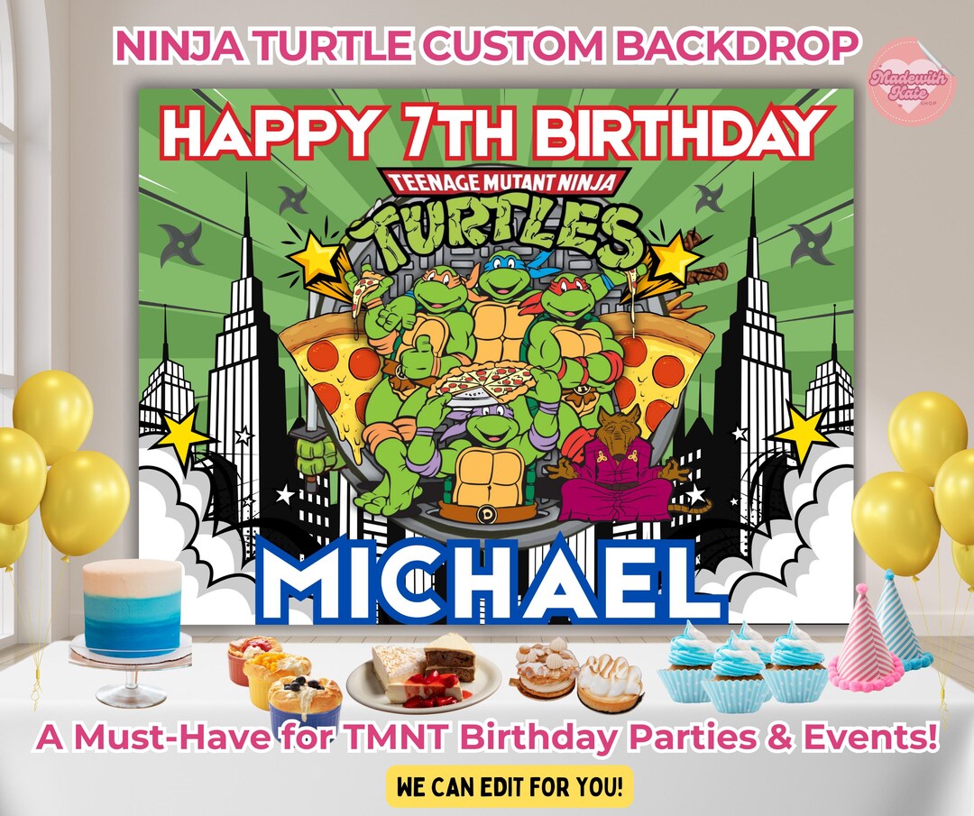 Editable Turtle Ninja Party Backdrop, Turtle Ninja Birthday Backdrop ...