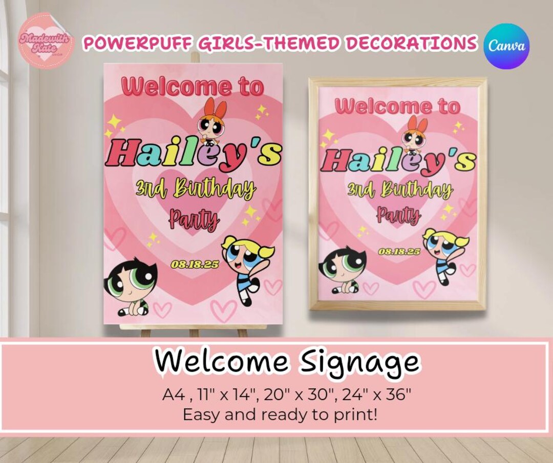 Powerpuff Girls Custom Welcome Party Sign , Powerpuff Welcome Board ...