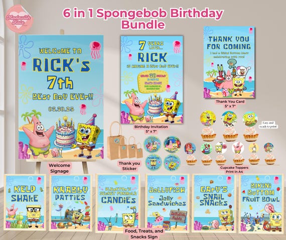 Spongebob Birthday Printables