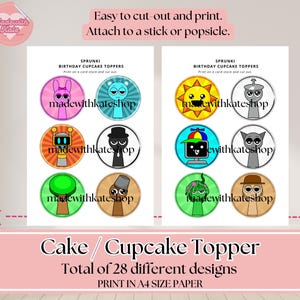 Sprunki Birthday Cupcake Topper, Printable Sprunki Party Decorations ...