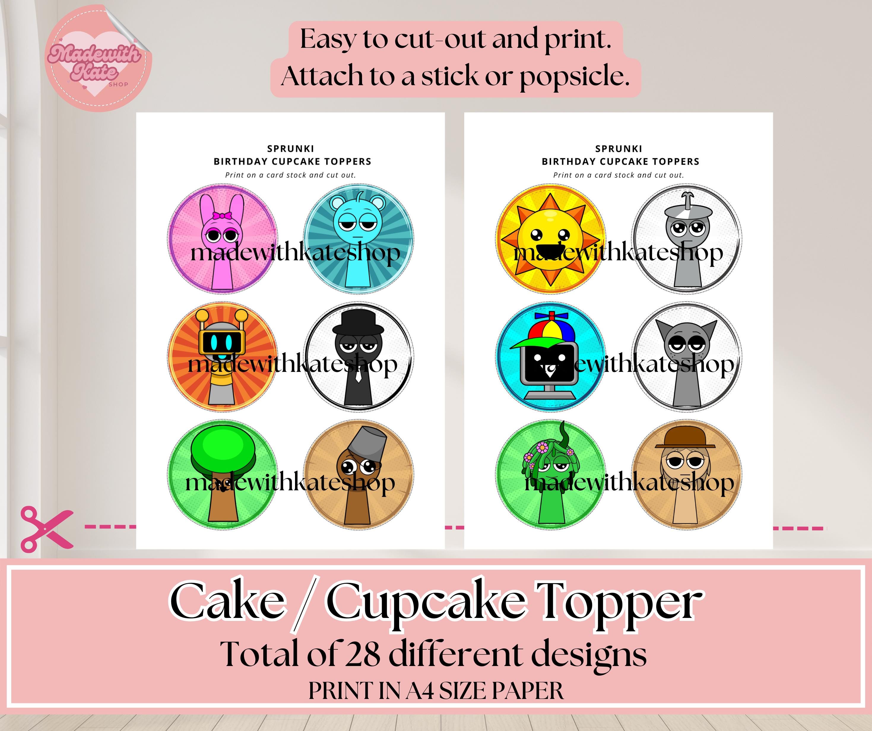24pcs Sprunki Birthday Cupcake Topper, Printable Sprunki Party ...