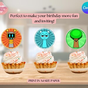 Sprunki Birthday Cupcake Topper, Printable Sprunki Party Decorations ...