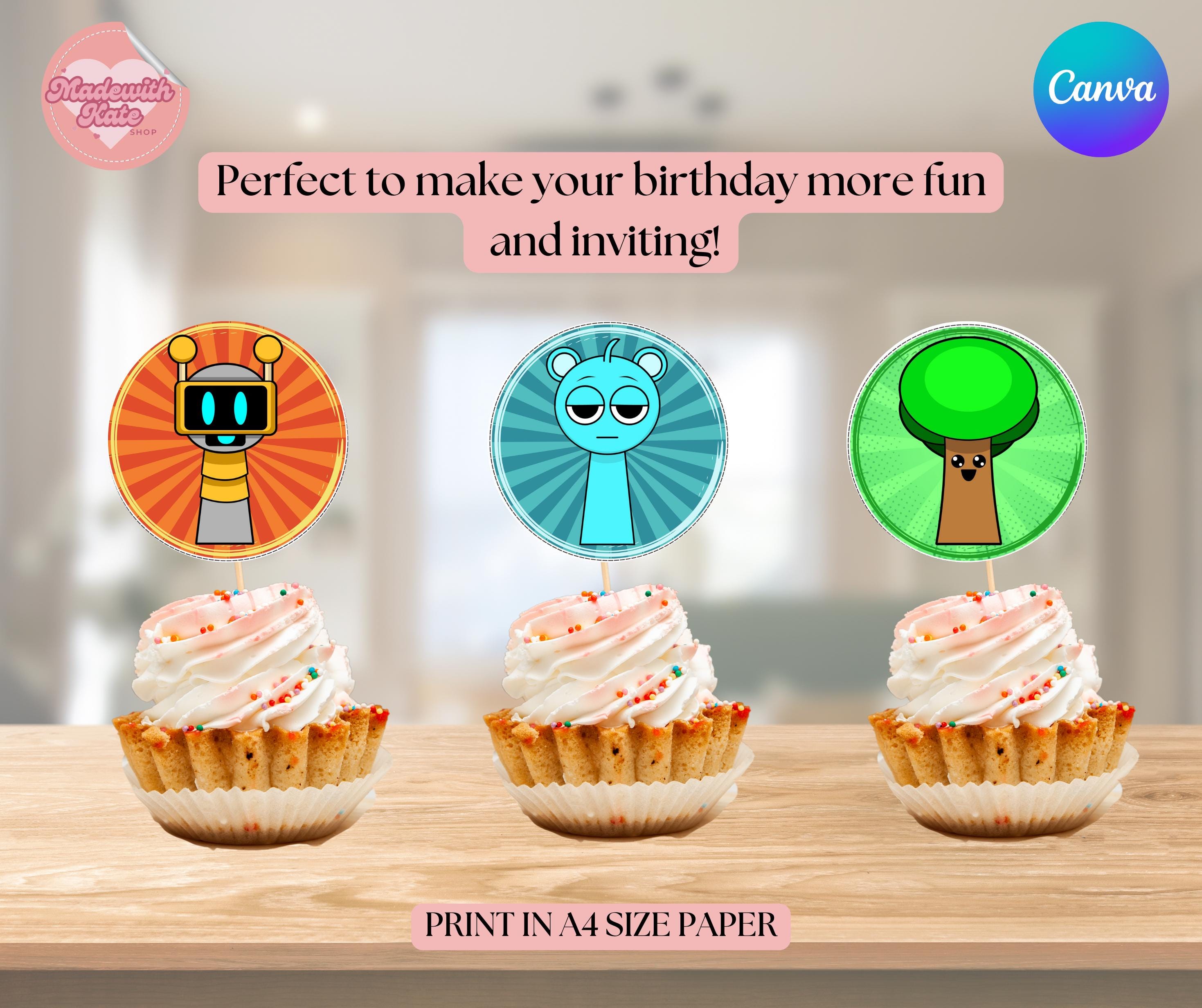 24pcs Sprunki Birthday Cupcake Topper, Printable Sprunki Party ...