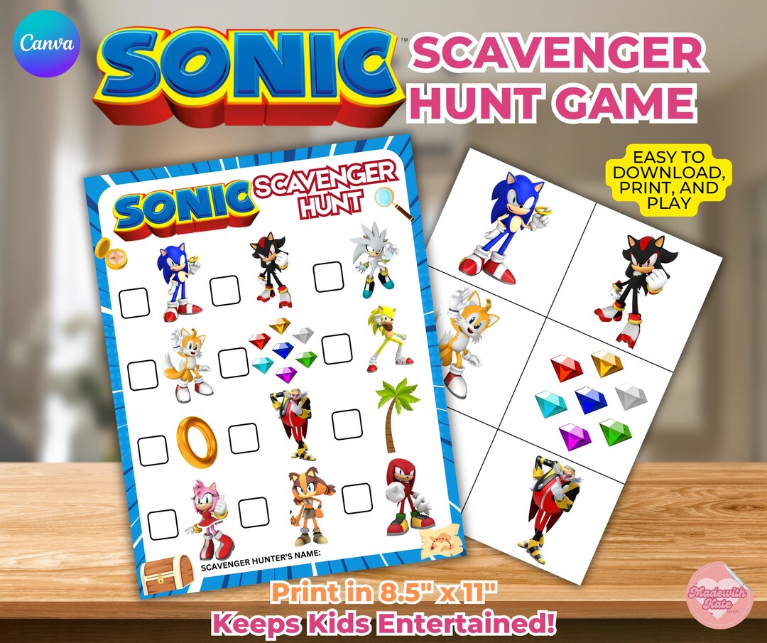 Sonic Scavenger Hunt, Printable Sonic Scavenger Hunt Activity, Sonic ...