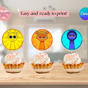 Sprunki Birthday Cupcake Topper, Printable Sprunki Party Decorations ...