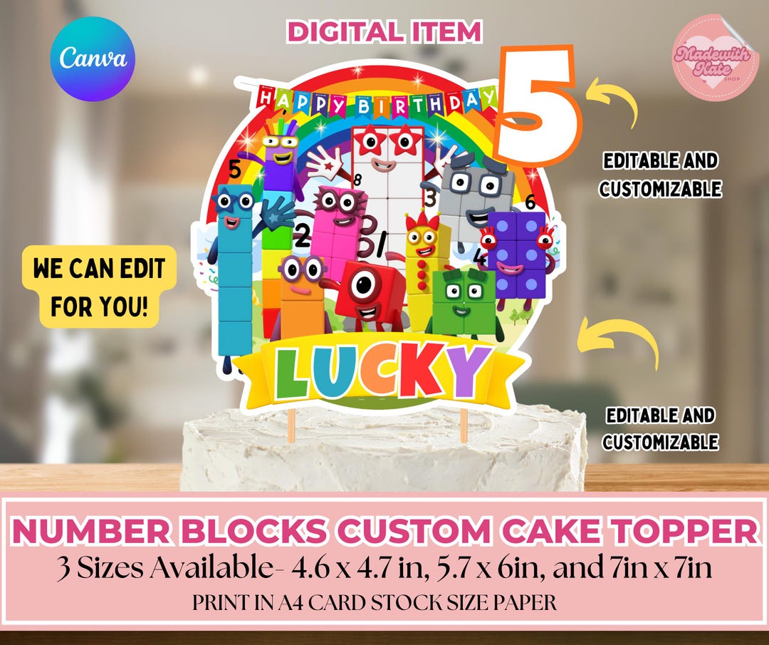 Number Blocks Cake Topper, Printable Number Blocks Custom Cake Topper ...