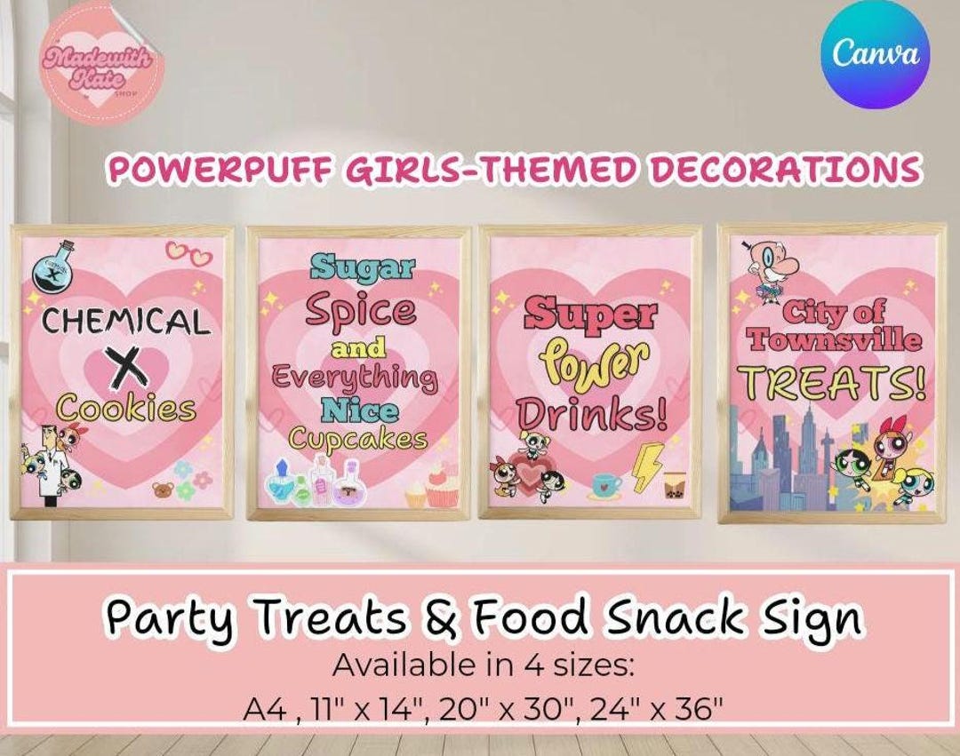 Powerpuff Girls Party Treats Signage, Printable Birthday Decoration ...