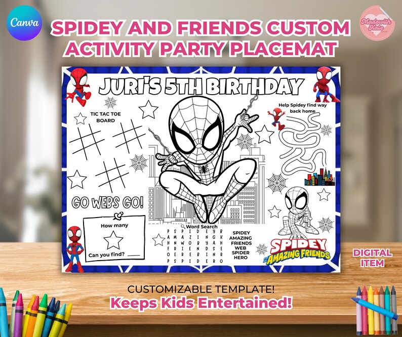 Spidey and His Amazing Friends Birthday Coloring Page, Spidey and ...