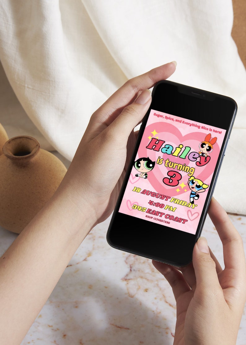 Editable Powerpuff Girls Birthday Celebration Invitation Template| Digital Powerpuff Girls ...