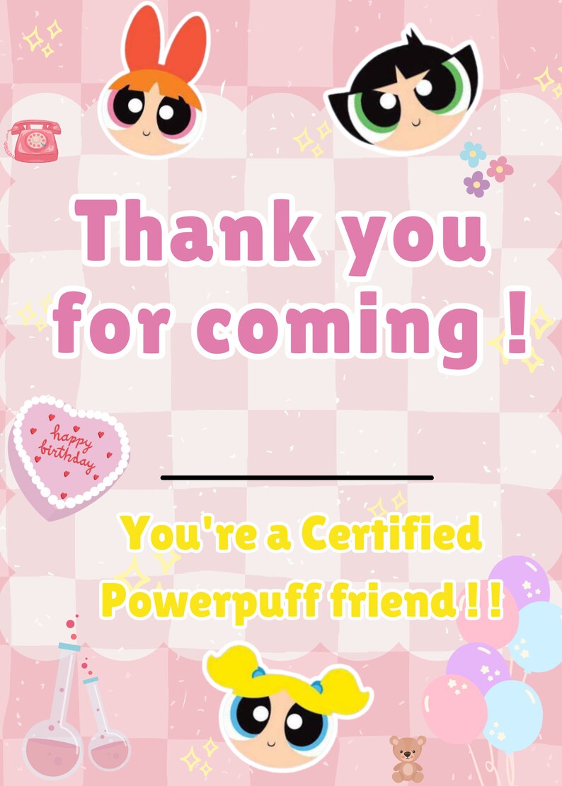 Pastel Editable Powerpuff Girls Birthday Invitation Template Digital ...