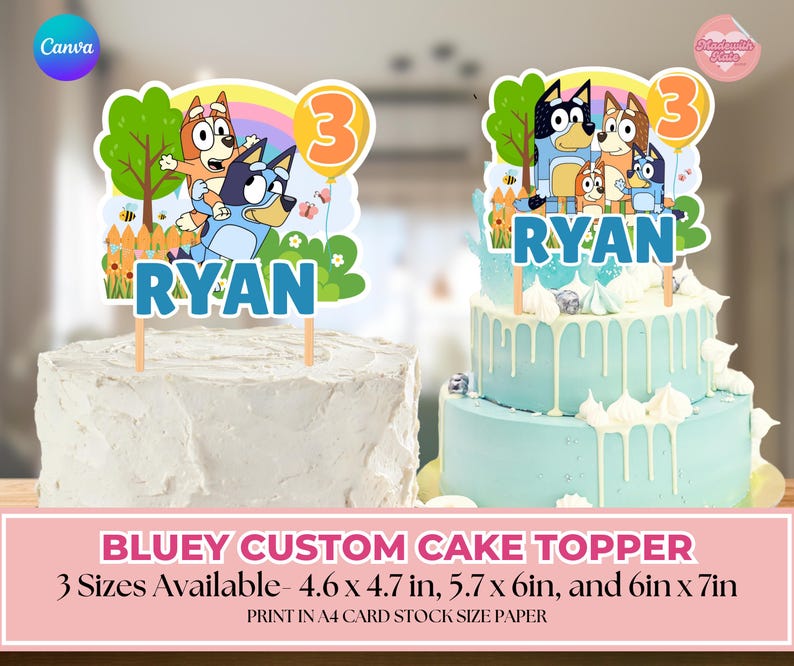 Bluey Cake Topper, Bluey Custom Cake Topper, Printable Bluey Bingo Cake and Cupcake Topper ...