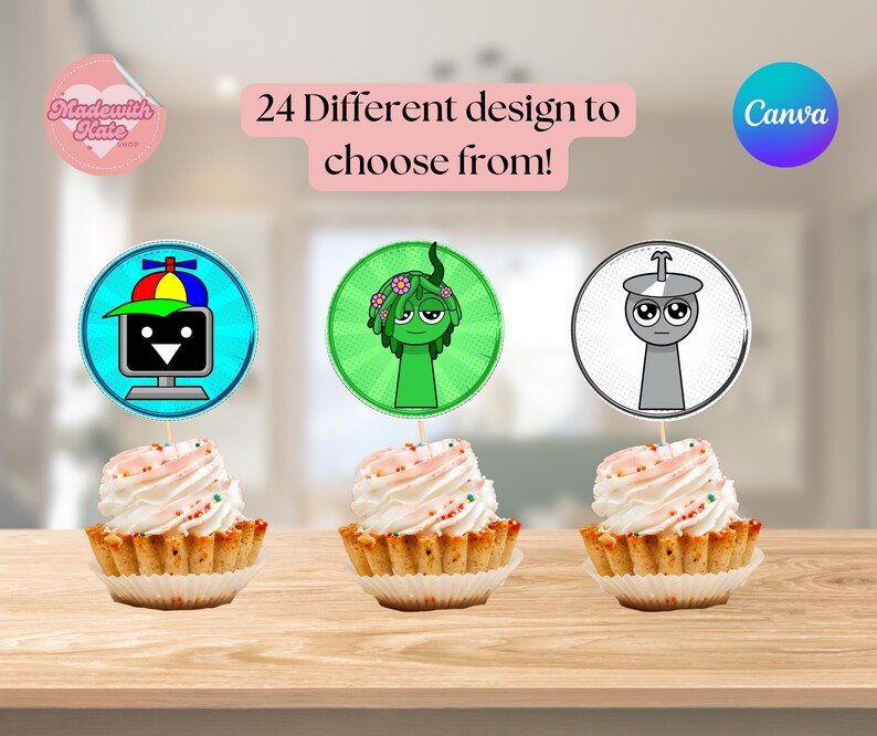 24pcs Sprunki Birthday Cupcake Topper, Printable Sprunki Party ...