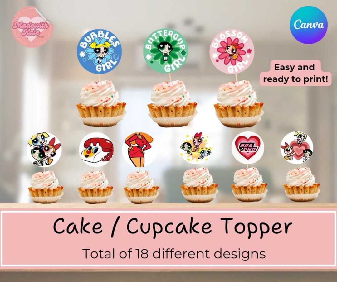 Powerpuff Girls Birthday Cake Cupcake Topper, Powerpuff Girls Party ...
