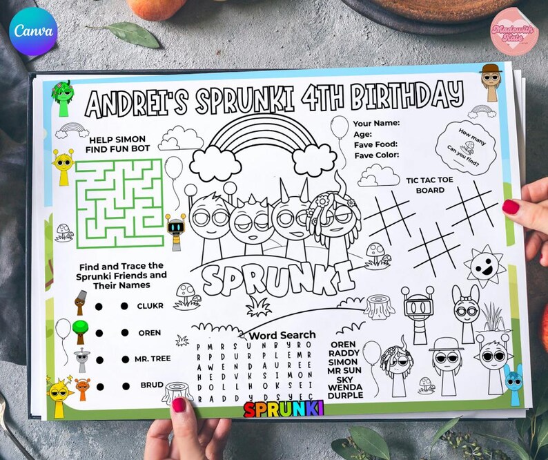 Sprunki Birthday Coloring Page, Sprunki Kids Birthday Party Activity ...