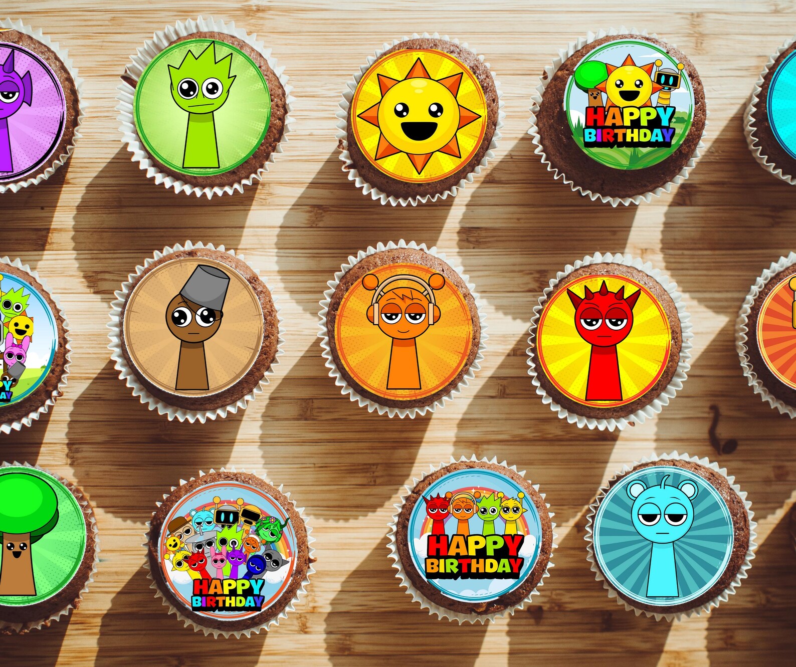 24pcs Sprunki Birthday Cupcake Topper, Printable Sprunki Party ...