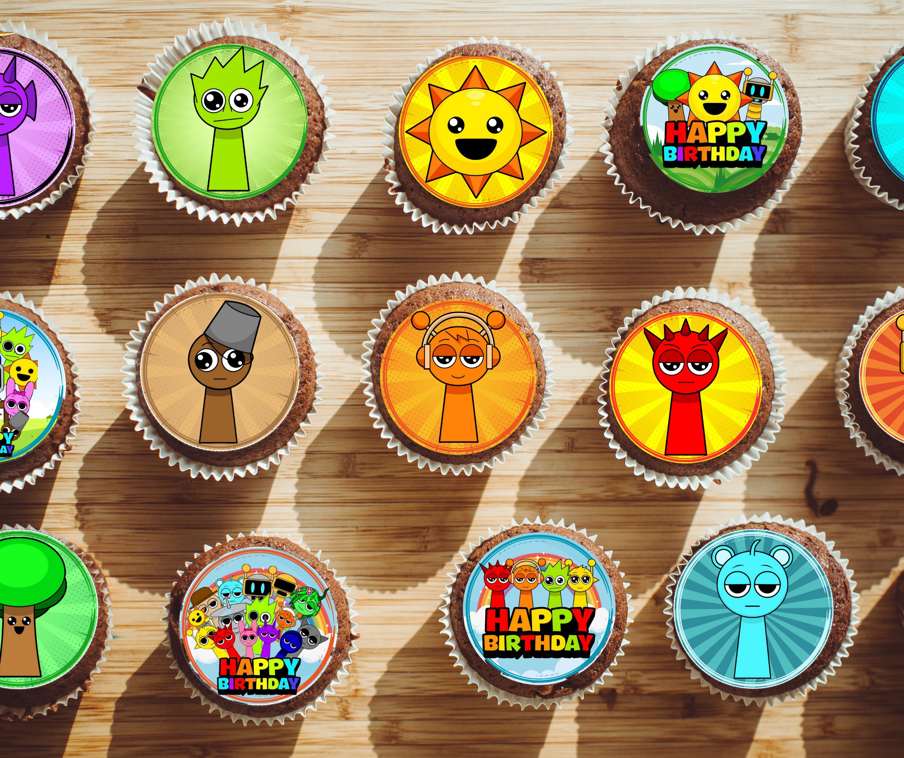 24pcs Sprunki Birthday Cupcake Topper, Printable Sprunki Party ...