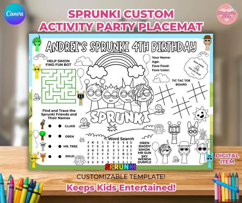Sprunki Birthday Coloring Page, Sprunki Kids Birthday Party Activity ...