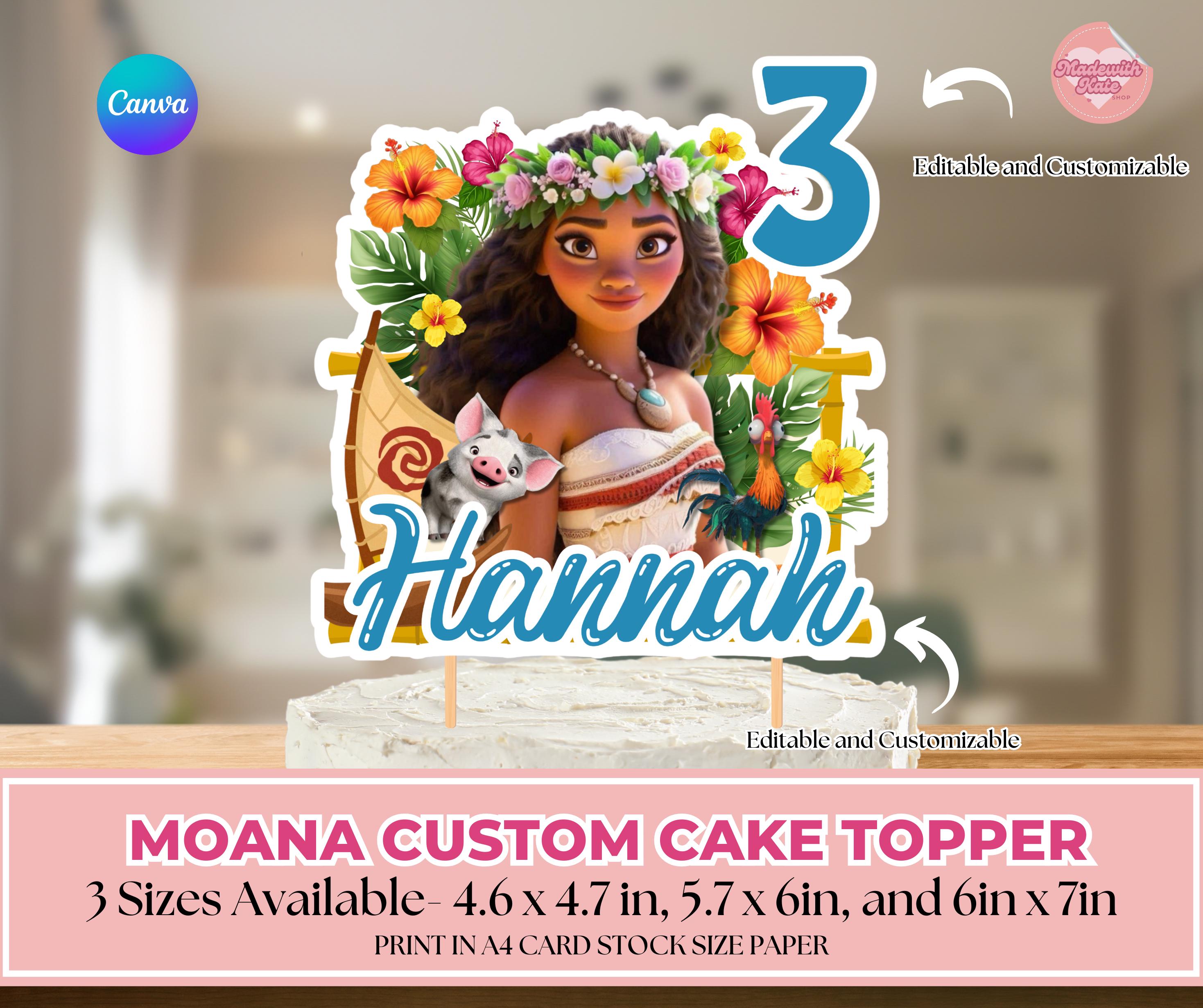 Moana Cake Topper, Printable Moana Custom Cake Topper, Moana Birthday ...