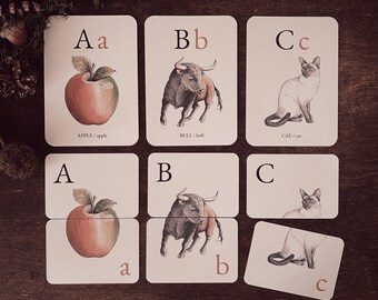 Alphabet Cards Game Printable ABC Animals Old Maid Memory Matching and ...