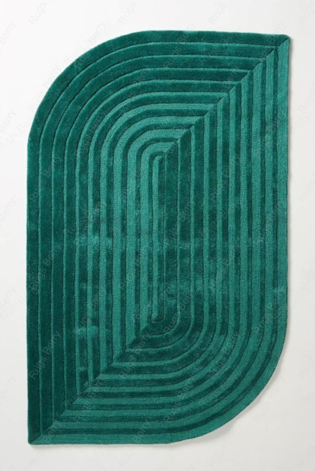 Irregular Shape Green Stripes Handmade Wool and Silk Rug ,hand-tufted ...