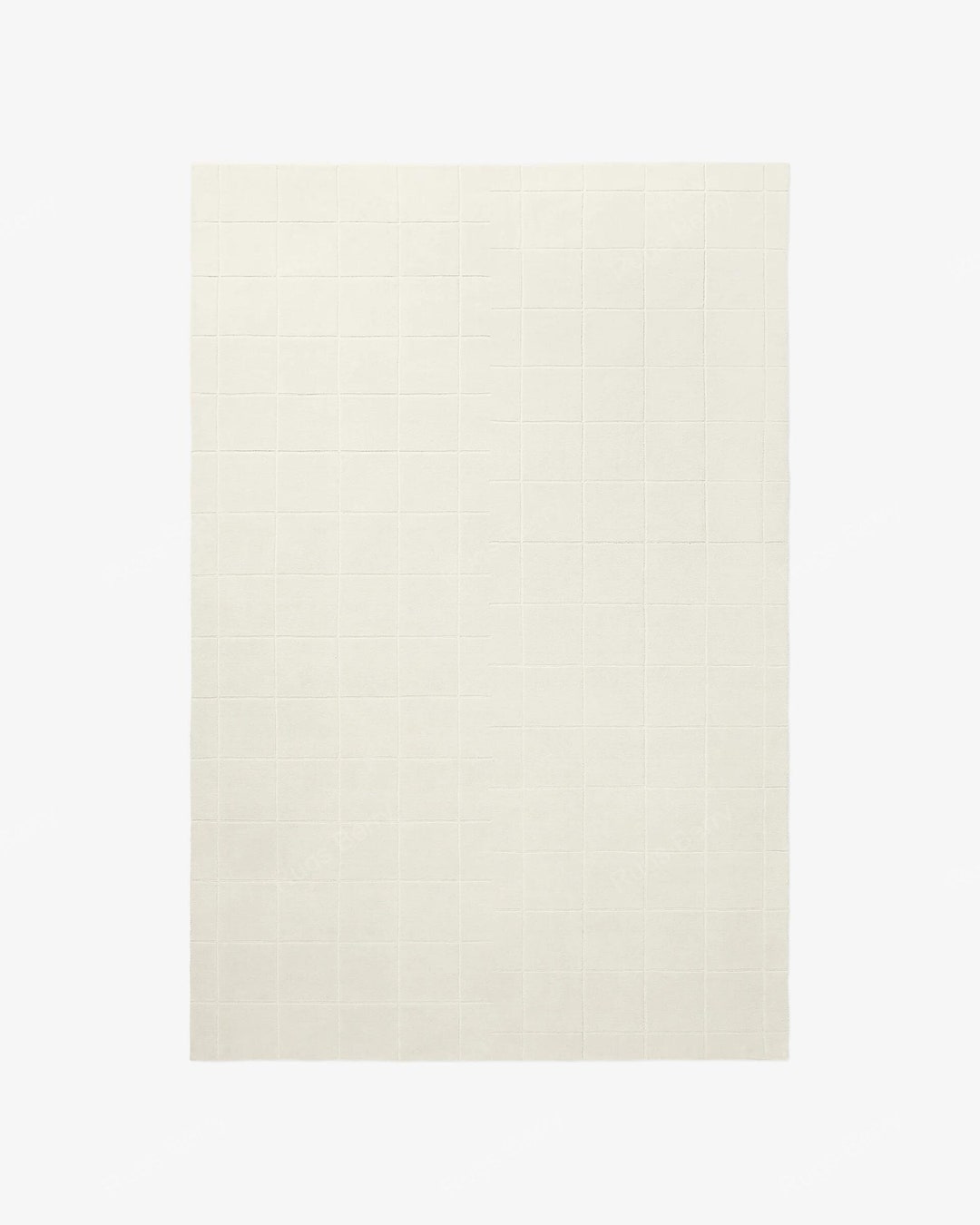 NK Hand-tufted Grid Dusty White Rug Hand Made Rugs Carpets for Bedroom ...