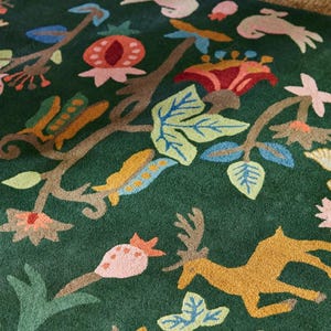 Hand Tufted Rug Forest Green Hand Made Carpets for Bedroom Aesthetic ...