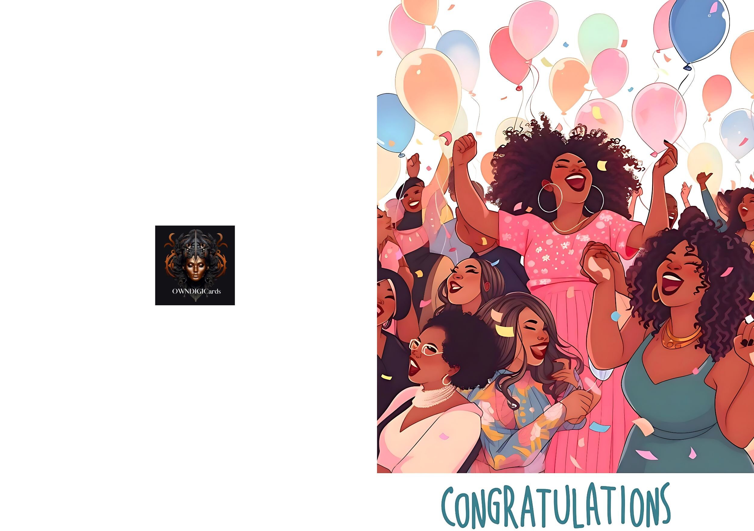 Digital Download Afro Black Art Congratulations Card Unique and Celebratory Greeting PDF File ...