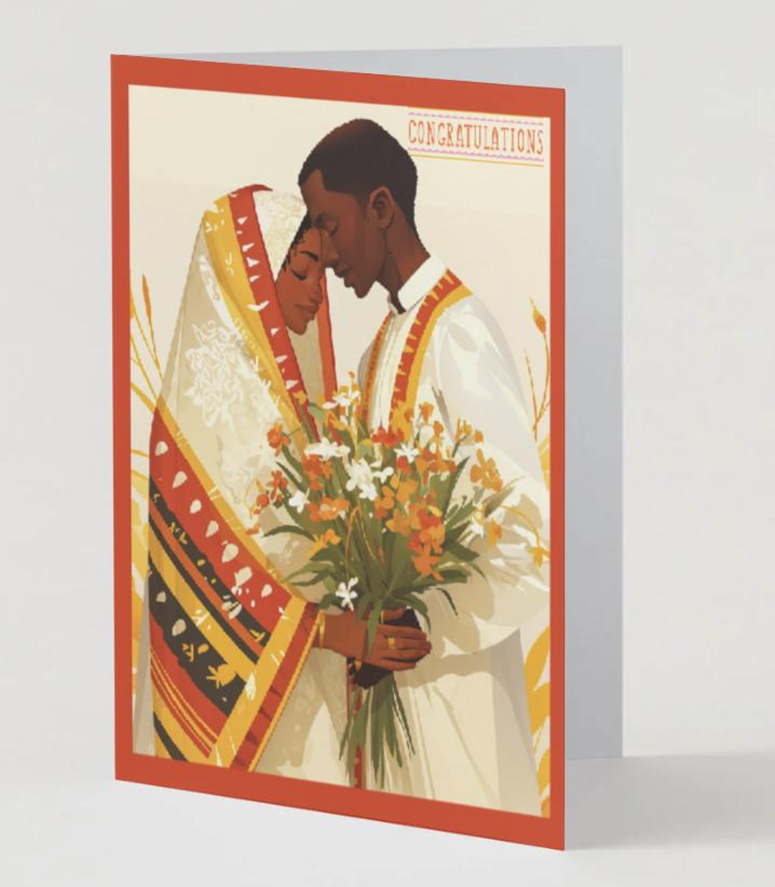 African Wedding Card: Romantic Couple Art (digital Download) - Etsy