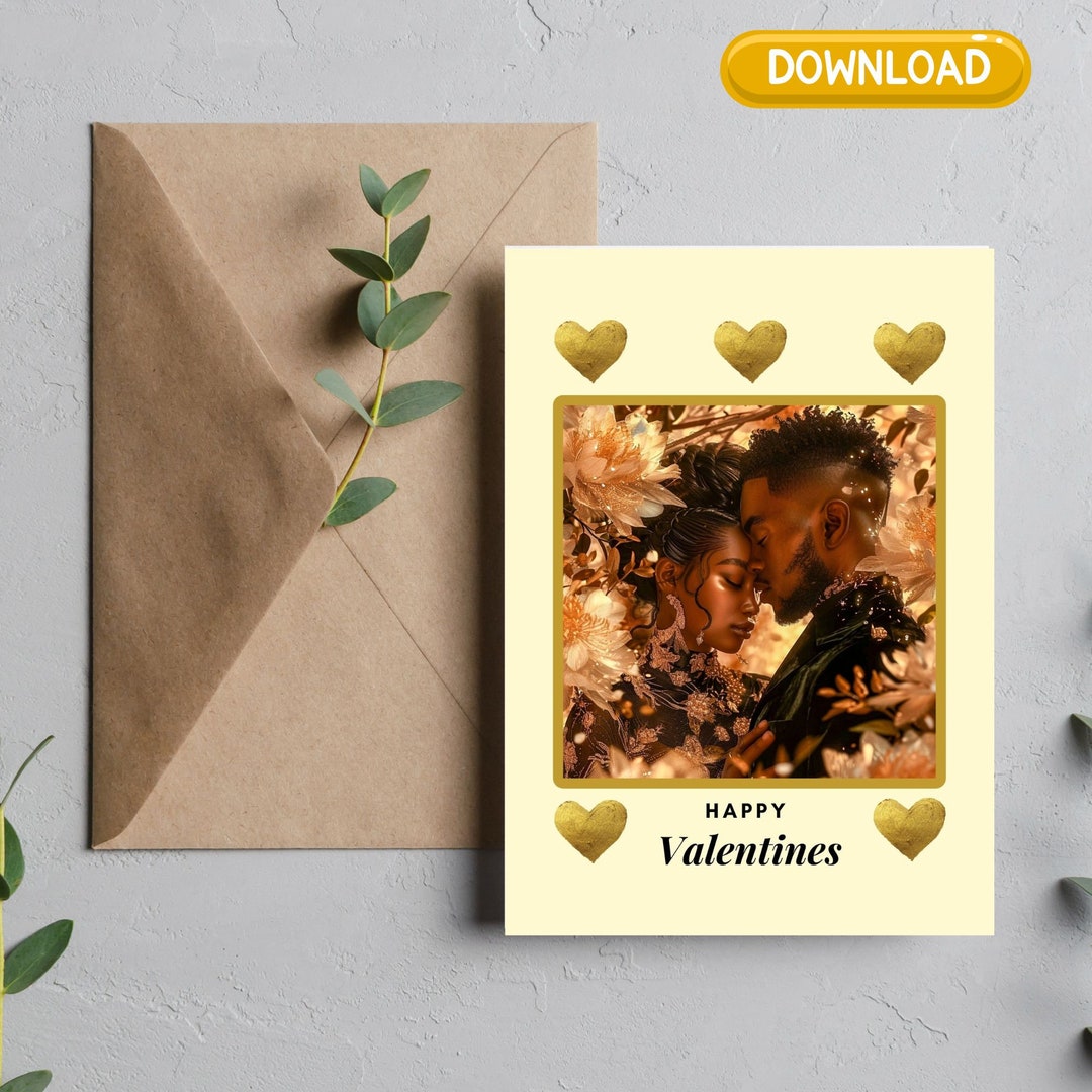 Instant Download Card 07: Unique Black Art Valentines Greetings ...