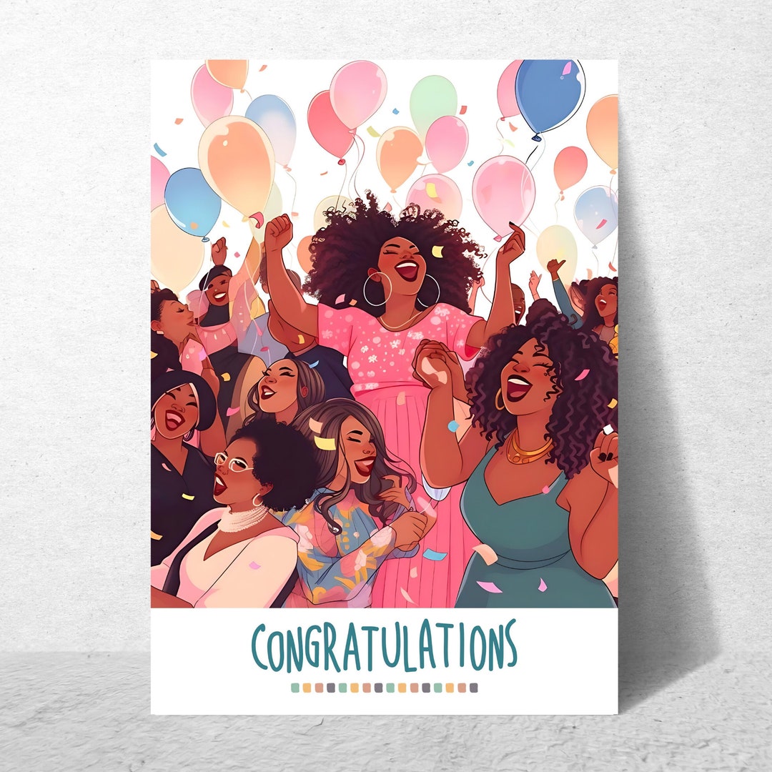 Digital Download Afro Black Art Congratulations Card - Unique and ...