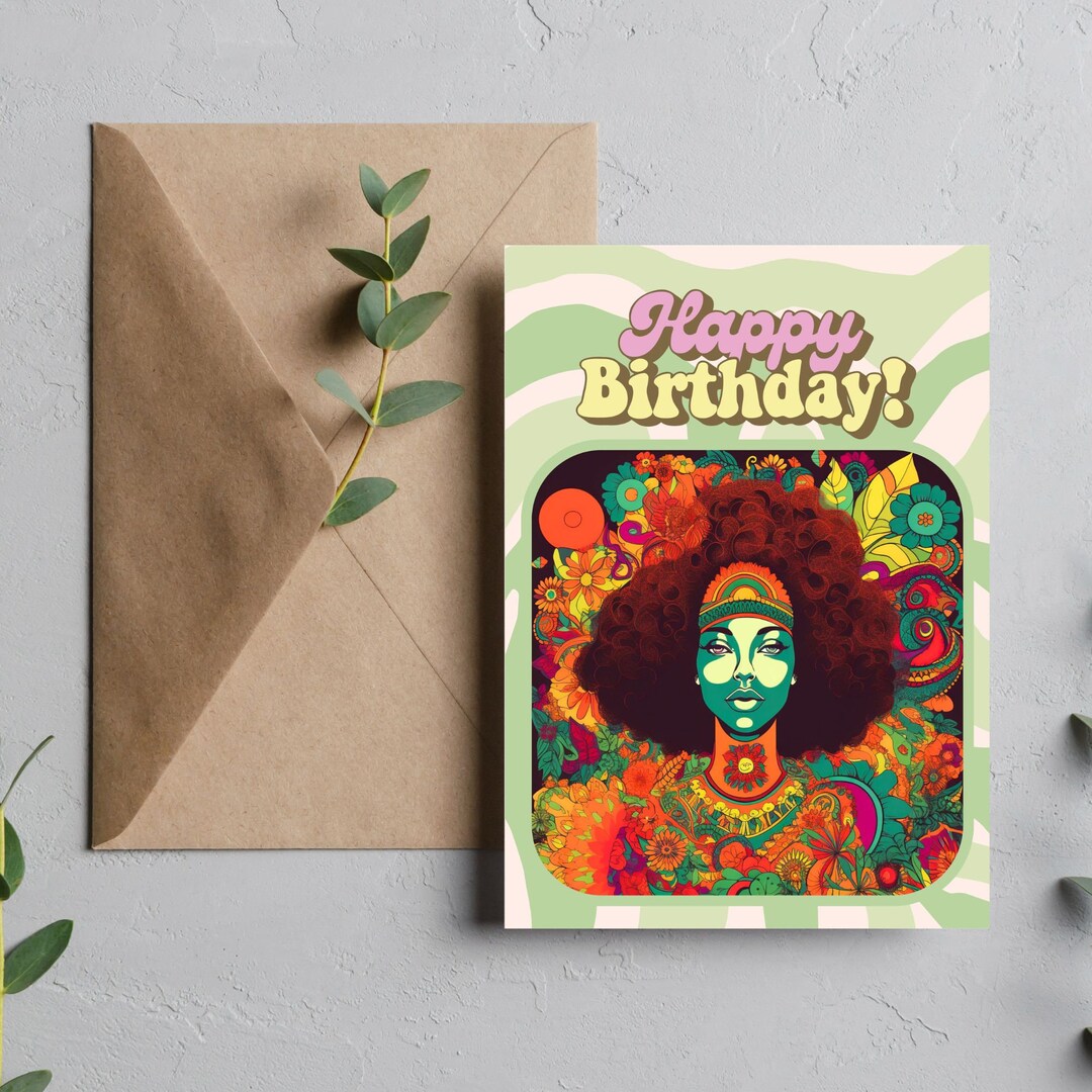 Afro Art Birthday Card: Unique Printable Greeting (PDF File) - Etsy