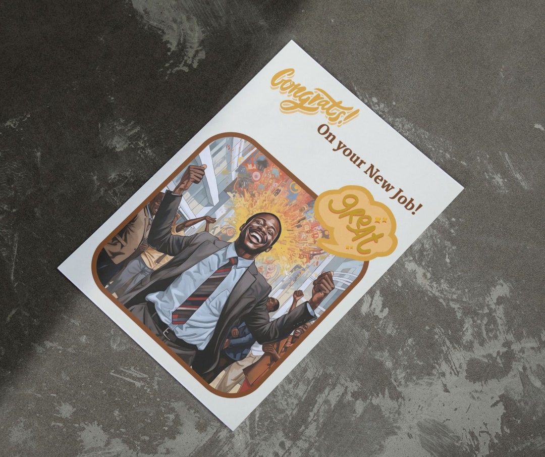 Digital Download Afro Black Art Congrats Unique and Celebratory Greeting PDF File 5x7 Printable ...