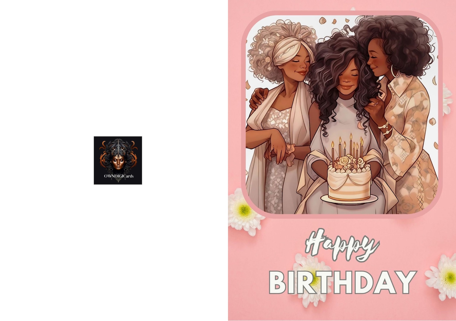 Digital Download Afro Black Art Birthday Card - Unique and Celebratory ...