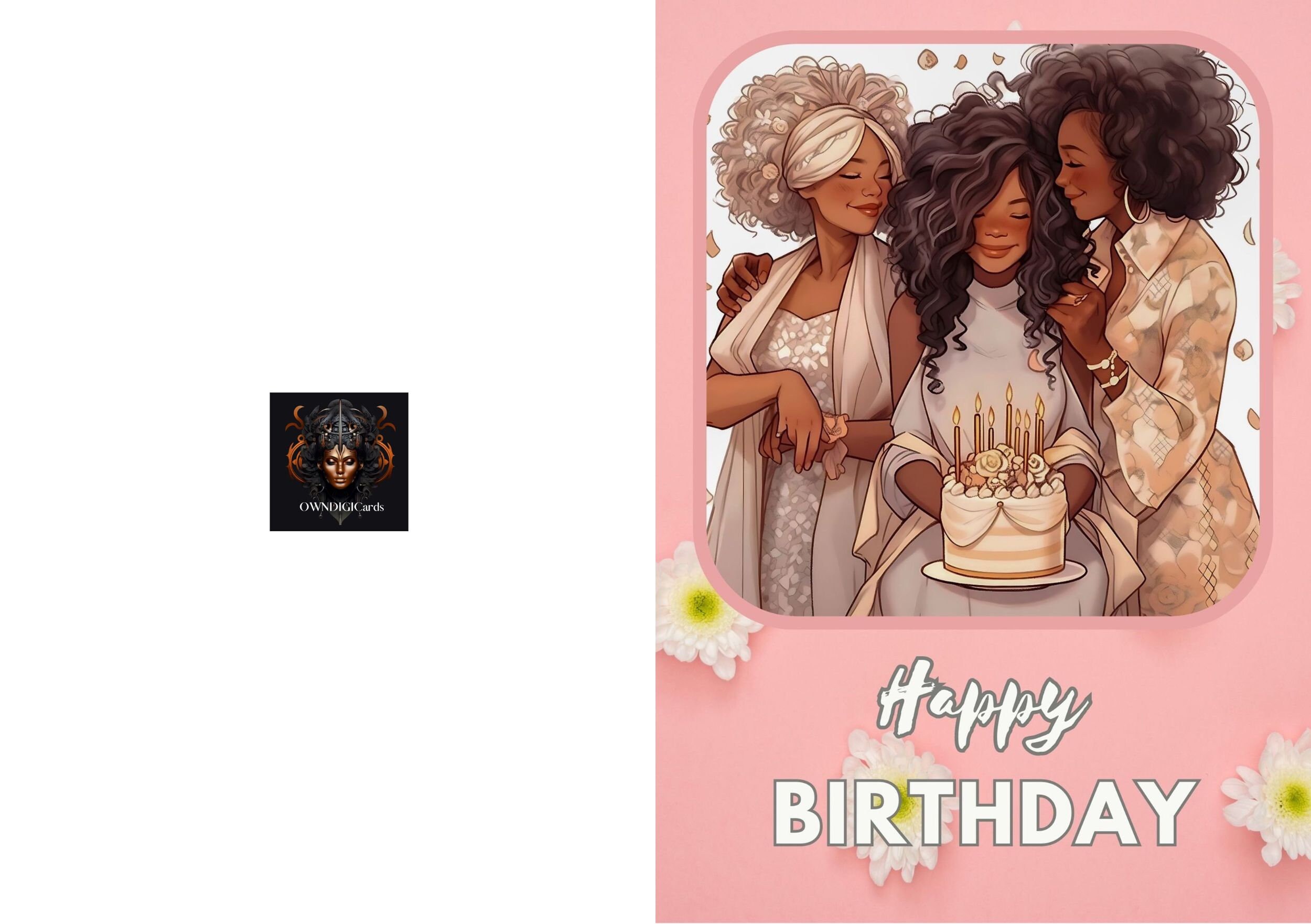 Digital Download Afro Black Art Birthday Card - Unique and Celebratory ...