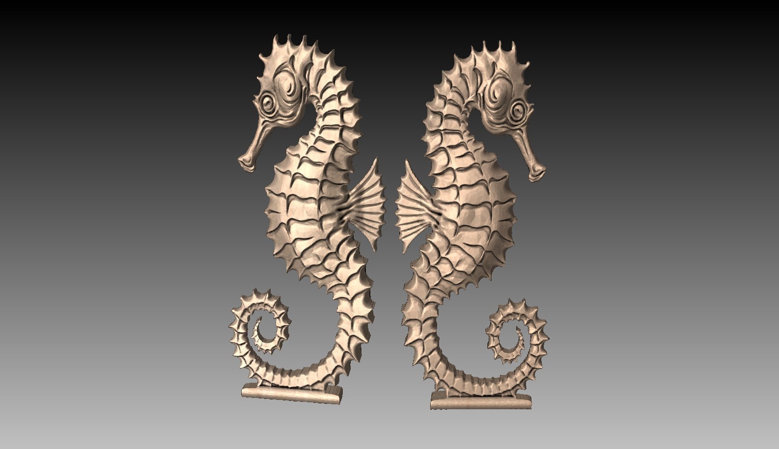 2 Sea Horse Statue, Seahorse 3D STL Model, CNC Router Engraver, Artcam ...
