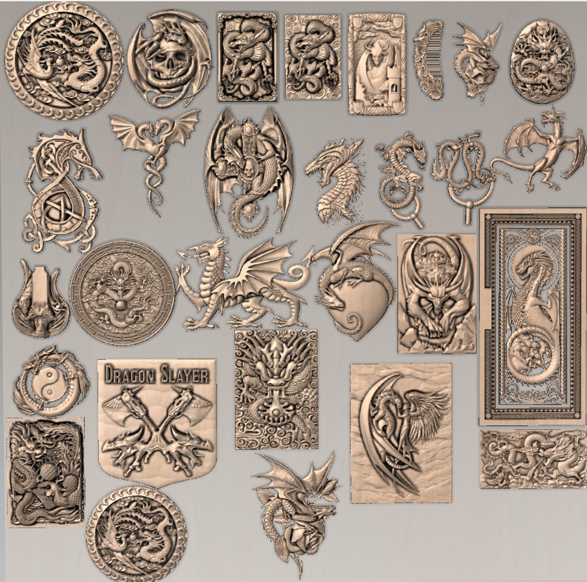 29 STL Dragon Files for Cnc Carvin 3D STL Model, Asia, Religion, Decor ...