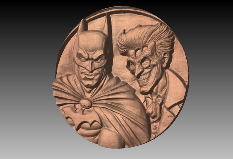 Batman and Joker Wall Decor 3D Relief Cnc File Woodcarving Walldecor ...