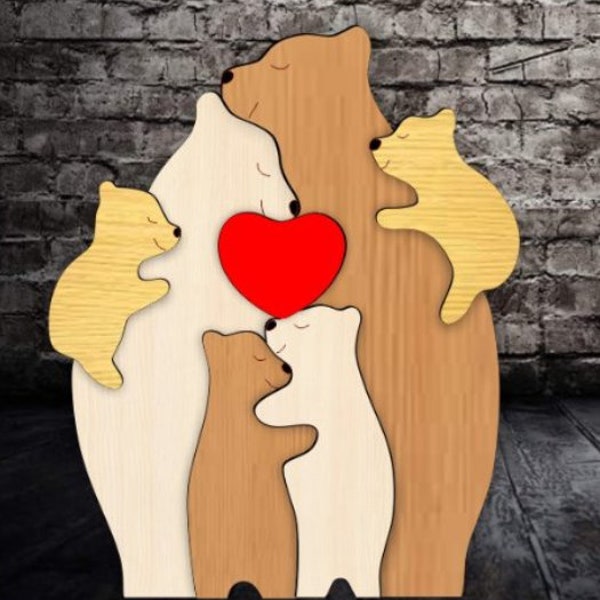 Wooden Bear Family Puzzle Pattern - Etsy