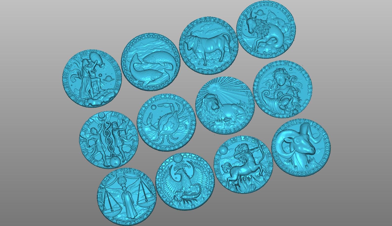 Zodiac Signs 12 Pcs CNC Stl 3d Models. Zodiac Signs Stl,zodiac Signs ...
