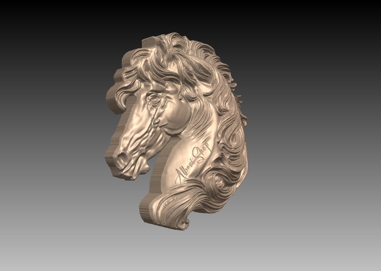 Beautiful Horse Bust High-detail Relief STL Model for CNC Router and ...