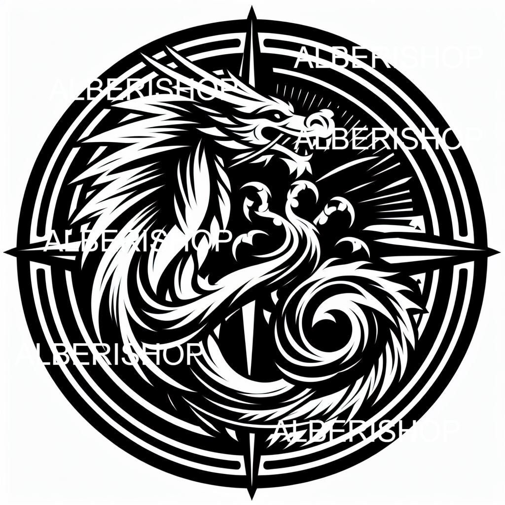 10 Dragon Compass Svg, Dragon Svg, Magic Dragon Svg, Dragon Clipart ...