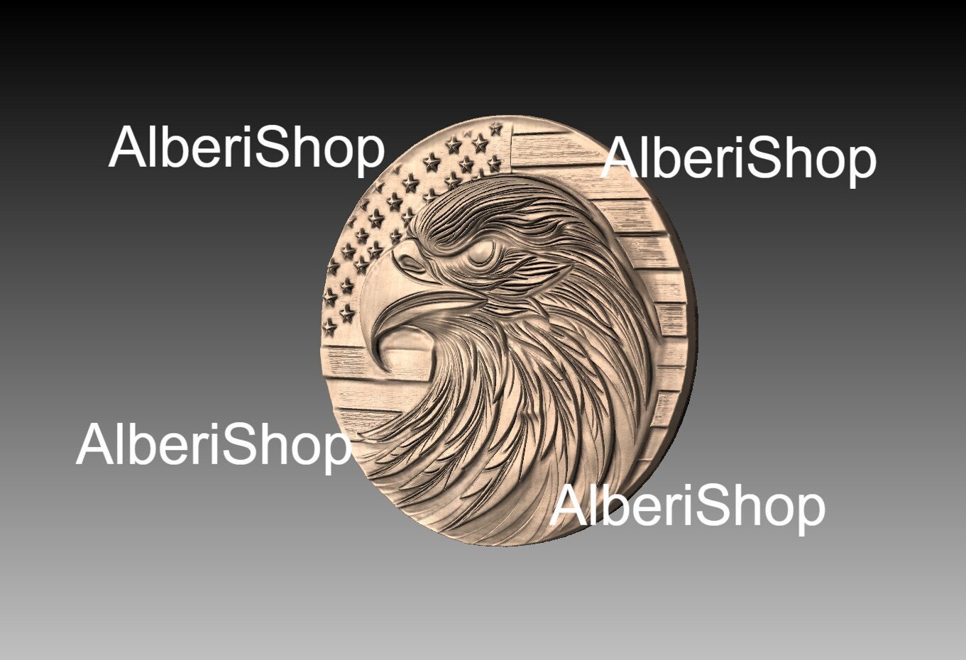 American Flag Bold Eagle 1, 3D STL Model and Laser File, CNC Router ...